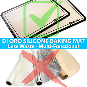 DI ORO Silicone Mats for Baking - Baking Mats Silicone for Baking Sheets - 480°F Heat-Resistant Nonstick Silicone Cooking Mats & Oven Liners - 16 1/2" × 11 5/8" - BPA Free Kitchen Cookie Sheets (2pc)