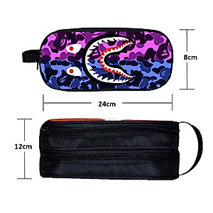 Fashion Shark Teeth Camo Backpack Laptop Backpack Big Capacity Bookbag Camouflage Pattern Backpack For Boys Girls, One Size