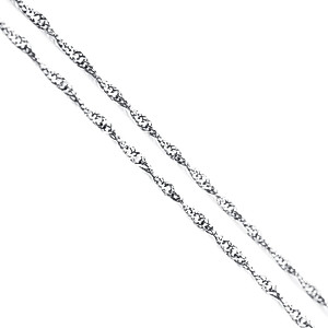 AmyRT Jewelry 2mm Titanium Steel Silver Singapore Chain Necklaces for Women 20 in