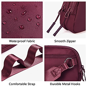 WESTBRONCO Small Crossbody Bags for Women Nylon with Adjustable Strap, Mini Crossbody Purse, Fahion Shoulder Bag for Traveling Workout Wine Red