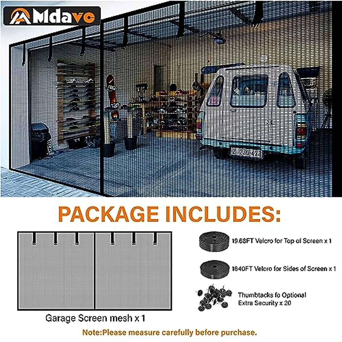 Garage Door Screen for 1 Car 9x7Ft - Magnetic Closure, Reinforced Fiberglass Mesh, Heavy Duty Weighted Bottom, Hands-Free Operation, Easy Assembly & Pass-Through