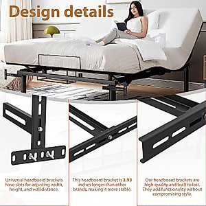 Adjustable Bed Headboard Brackets,Universal Headboard Brackets for Adjustable Bed Base,Adjustable Bed Headboard Kit,Adjustable Bed headboard kit Hardware(Black)