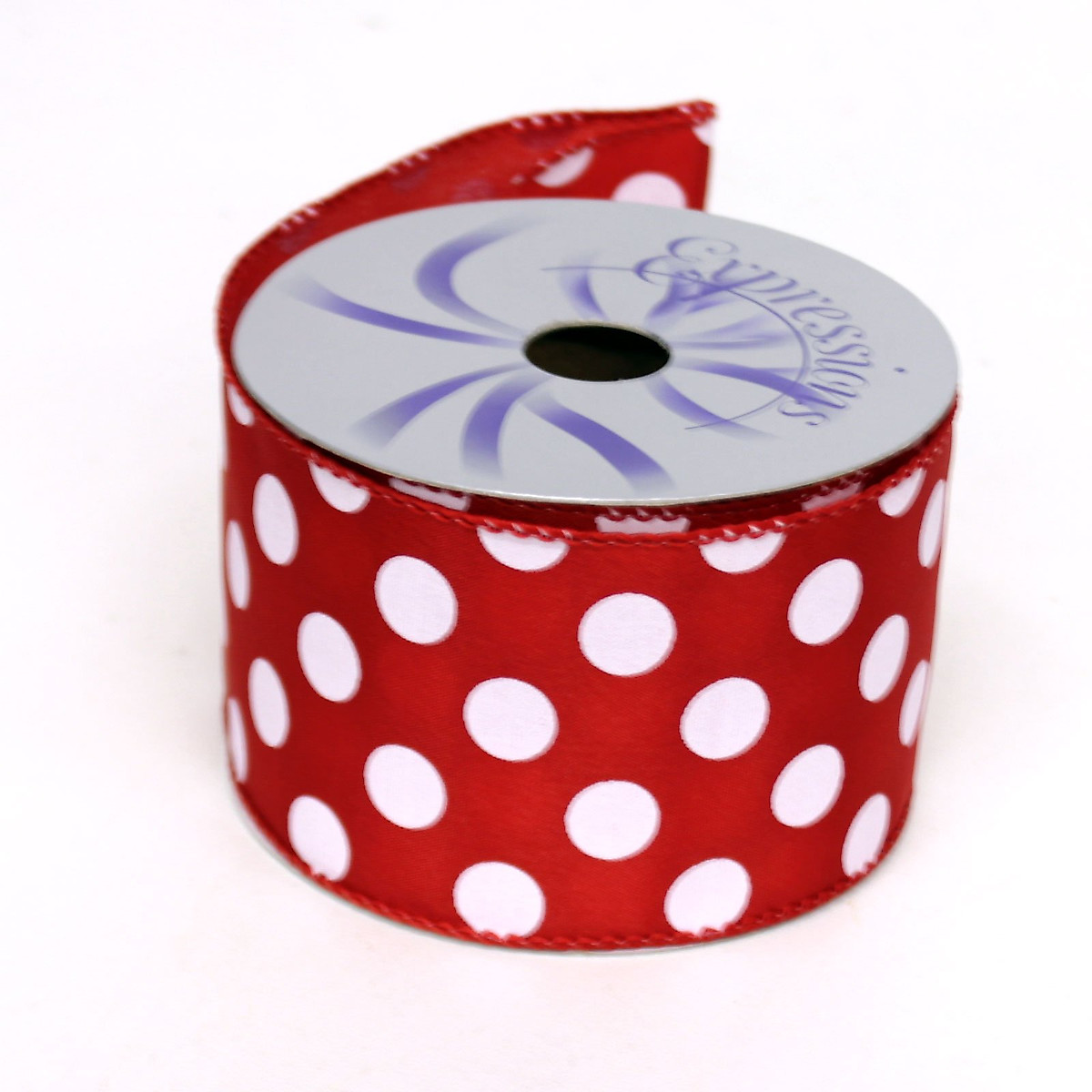 Polka Dot Wired Edge Ribbon (2.5", Red White) - 10 Yards : RG158924