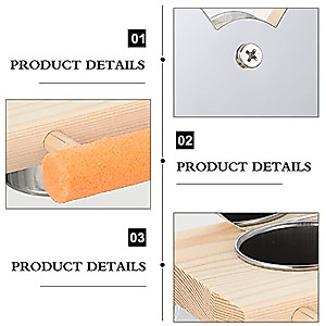 Parrot Mirror with Water Food Bowl Wood Holder Cage Accessory Feeding Bowl Parakeet Toys