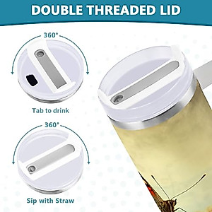 Jihqo Old Grungy Butterfly 40 oz Stainless Steel Vacuum Insulated Tumbler with Handle and Straw Lid, Leakproof Water Bottle Double Wall Travel Mug Coffee Cup, Cupholder Friendly