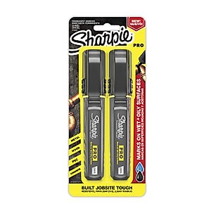 SHARPIE PRO Permanent Marker, Medium, Chisel Tip, Black, 2-Count (2018330)