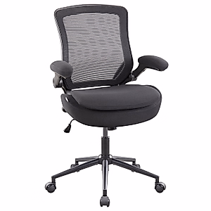 BOJUZIJA Ergonomic Mesh Office Computer Desk Chair,with Flip-Up Arms,Lumbar Support Swivel Computer Task Chair -Black