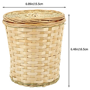 CALLARON Wicker Trash Can with Lid Rattan Trash Can Wastebasket Garbage Container Bin Egg Basket Plant Pots for Bedroom Living Room Bathroom Basket for Dry and Organic Waste