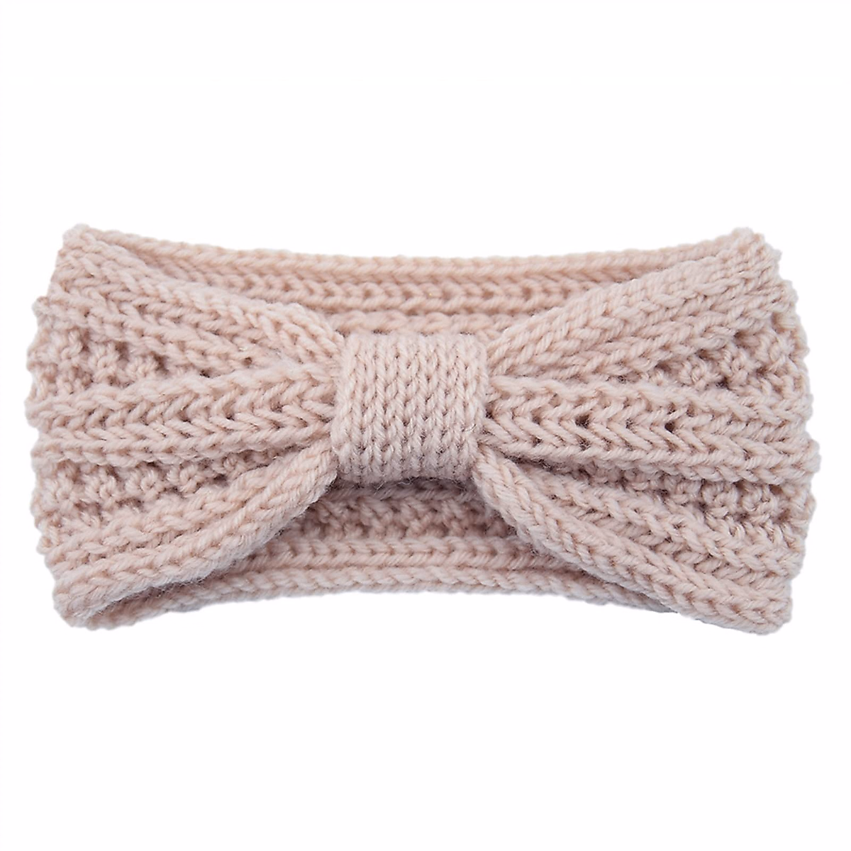 Autumn and Winter Knitting Hair Band Wheat Bowknot Sports Headband Knotted Ear Protection Head Cover Warm Hair Accessories 1Pcs (Color : 7 Light Pink)