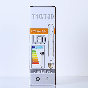 XININSUN T10 Led Bulb, 8.9 Inch Long Tubular Led Light Bulbs, 80Watt Equivalent, 800lm, Dimmable, Clear Glass, E26 8W LED Edison Tube Lamp Bulb,4 Pack. (Soft White-3000K)