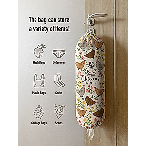 Hglian Plastic Grocery Bag Holder Dispenser,Funny Chickens Plastic Bags Organizer,Garbage Shopping Trash bags Storage keeper,Cute Farmhouse Kitchen Decor Gifts for Women Chicken Lover