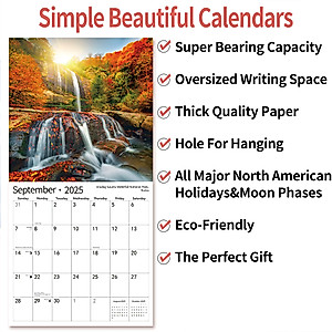 2024 2025 Wall Calendar, 18 Month July 2024 - December 2025, Monthly Calendar Waterfall, 12" x 24" Opened,Full Page Months Thick & Sturdy Paper for Gift Calendar Organizing & Planning