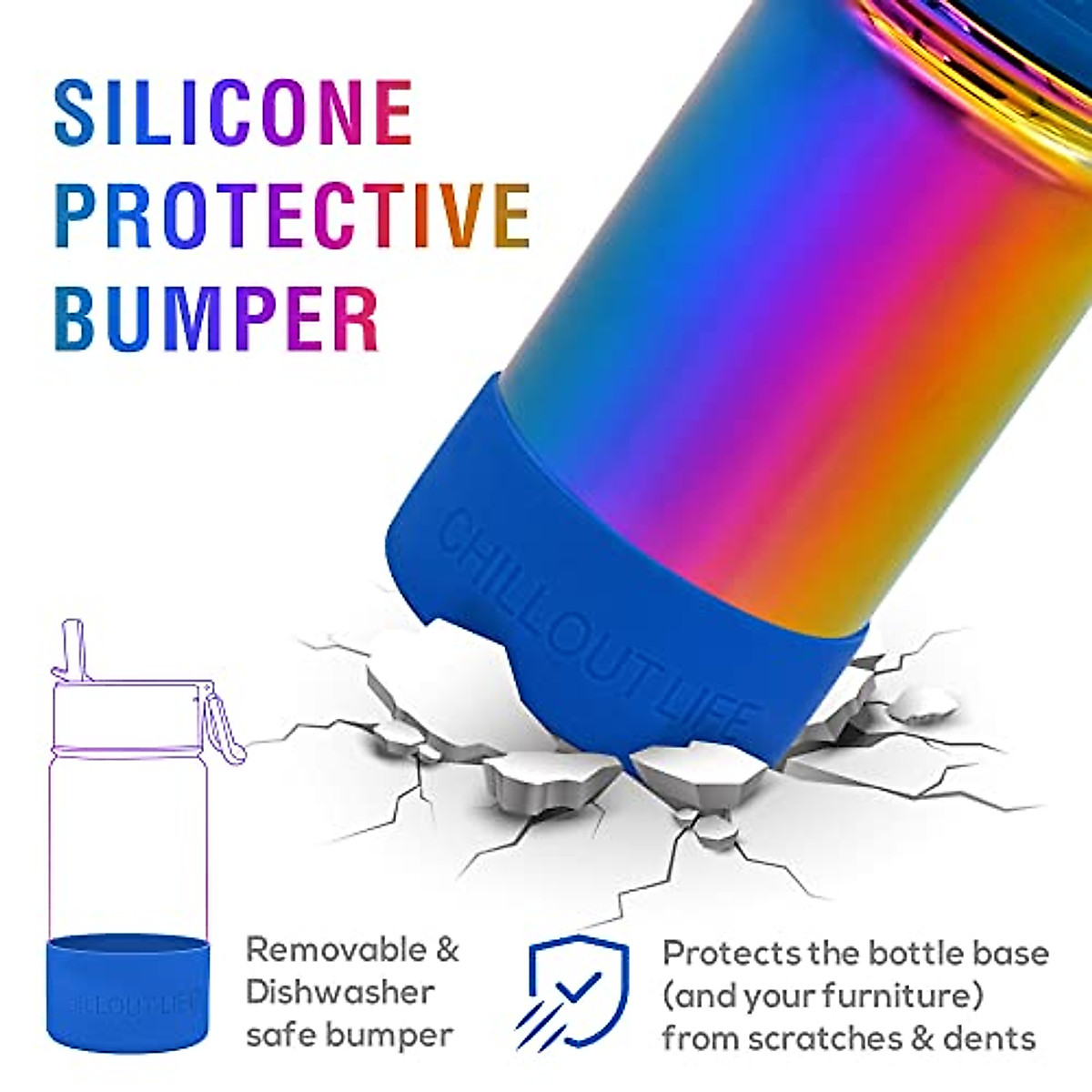 CHILLOUT LIFE 12 oz Kids Insulated Water Bottle for School with Straw Lid Leakproof and Cute Waterproof Stickers, Personalized Stainless Steel Thermos Flask Metal, Dishwasher Safe Color