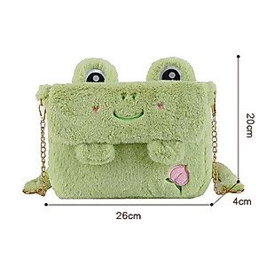 Plush Animal Handbag Crossbody Bag, Cute Lolita Plush Purse, Funny Birthday Gift for Women Girl(green)