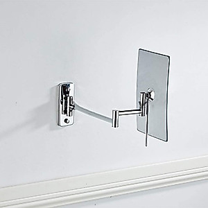 Bathroom Folding Makeup Mirror ,Hotel Bathroom Rotating Telescopic Mirror Wall Hanging Beauty Triple Zoom Single Side Makeup Mirror 8 Inch Free Punch-Square Bottom