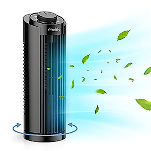 Grelife Oscillating Fan, Desk Table Fan with 3 Speeds, Quiet Cooling, Tower Fans 70° Oscillation, 13'' Portable Small Bladeless for Bedroom Home Office Desktop