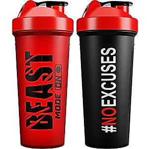 JEELA SPORTS - 2 PACK Protein Shaker Bottles for Protein Mixes With Shake Ball - 24 Oz, Dishwasher Safe Blender Shaker Bottles, Shaker Cup for Protein Shakes for Pre & Post Workout- Gifts, Gym