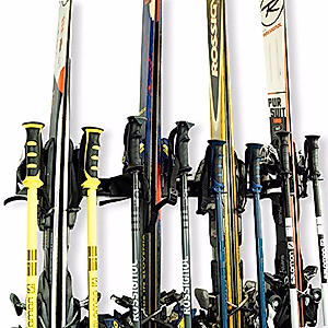 Koova Ski Rack For Garage Wall Storage | Indoor Ski Storage Racks | Ski Rack Garage Storage for Shed Organization | Pole Ski Holder & Winter Sports Organizer For Garage | Ski Hooks for Wall | USA Made