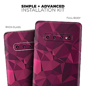 DesignSkinz Pink and Red Geometric Triangles Protective Vinyl Decal Wrap Skin Cover Compatible with The Samsung Galaxy S20 (Screen Trim & Back Glass Skin)