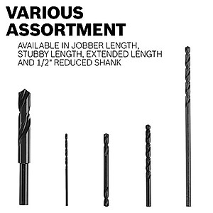 BOSCH BL2136 1-Piece 9/64 In. x 2-7/8 In. Fractional Jobber Black Oxide Drill Bit for Applications in Light-Gauge Metal, Wood, Plastic