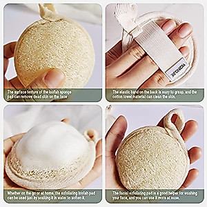 Face Exfoliating Loofah Pad Scrubber, Manual Facial Cleansing and Makeup Remover Brush 4 Pieces, Natural Loofa Sponge Pads Massage Pores and Clean Blackheads Without Hurting The Skin