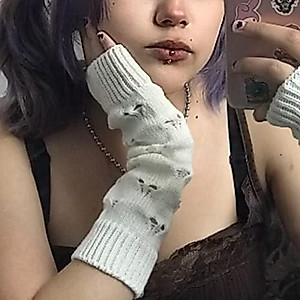 Grunge Gloves Fairy Grunge Accessories Ripped Glove Crochet Glove Grunge Clothes Fairy Grunge Aesthetic (Brown)