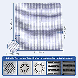 PASAGLU Disposable Drain Hair Catchers, 4" X 4" Disposable Shower Drain Mesh Stickers, Floor Drain Stickers for Bathroom, Laundry, Bathtub, Kitchen, Sink, for Human and pet Hair (25, White)