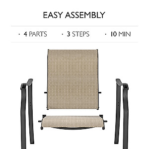 UDPATIO Patio Dining Chairs Set of 4, Outdoor Textilene Dining Chairs with High Back, Patio Furniture Chairs with Armrest, Metal Frame for Lawn Garden Backyard Deck, Brown