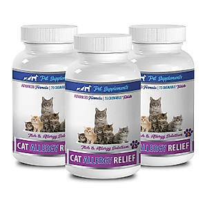 PET SUPPLEMENTS cat Liver Treats - Allergy Relief - for Cats - Advanced ITCHING Solution - CHEWABLE Treats - cat Skin Allergy - 3 Bottle (225 Chews)