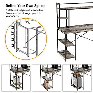 Nost & Host Computer Desk with Hutch & Bookshelf | Home Office Desks with 2-Tier Adjustable Shelves | Sturdy Desk for Writing and Gaming | Easyt o Assemble 47.2 inches Gray
