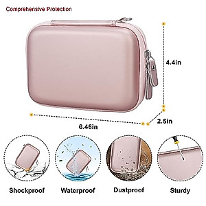 Elonbo Hard Carry Case for Fujifilm Instax Mini Link 2 / Fujifilm Instax Mini Link Smartphone Printer, Instant Photo Printer Travel Protective Case, Extra Mesh Pocket Fits Film Charger, Rose Gold