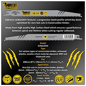 10 x SabreCut SCRSKW10A Mixed S644D S1531L S2345X Fast Wood Cutting Reciprocating Sabre Saw Blades Compatible with Bosch Dewalt Makita and many others