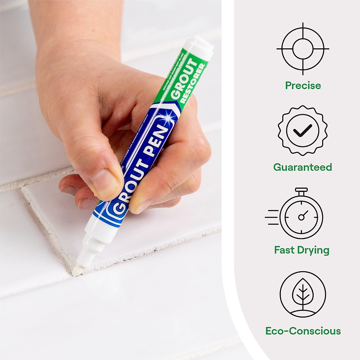 Grout Pen White Tile Paint Marker: Waterproof Grout Paint, Tile Grout Colorant and Sealer Pens - White, Narrow 5mm Tip (7mL)