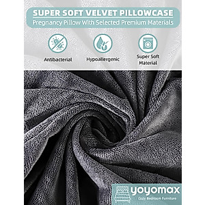 yoyomax U-Shaped Pregnancy Pillows, Memory Foam Pregnancy Pillow Full Body Maternity Pillow with Removable Cover-57 Inch Pregnancy Pillows for Sleeping-Darkgrey