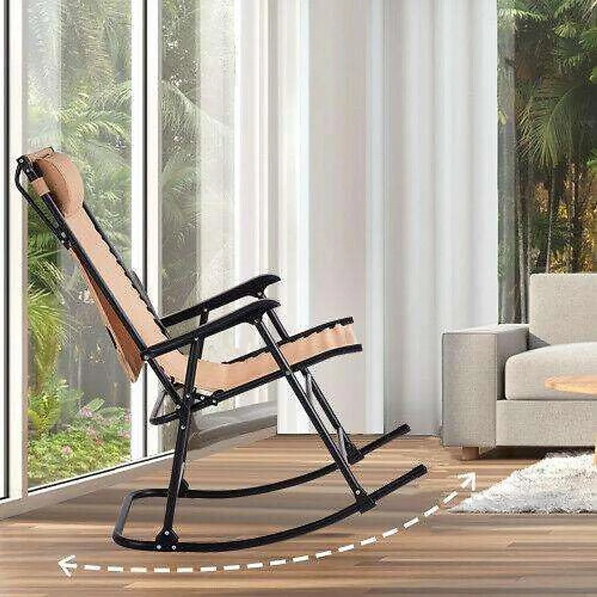 UYSB Folding Rocking Chair Beige Chair Rocking Chair Rocker Chair Rocker Camp Chair Rocker Recliner Rocking Camp Chair Rocking Chairs Outdoor Rocking Chair Swinging Camping Chair