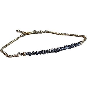 Raw black diamond bracelet, dainty chain bracelet, raw black diamonds jewelry, April birthstone, gift fo YO-BRACE-7199