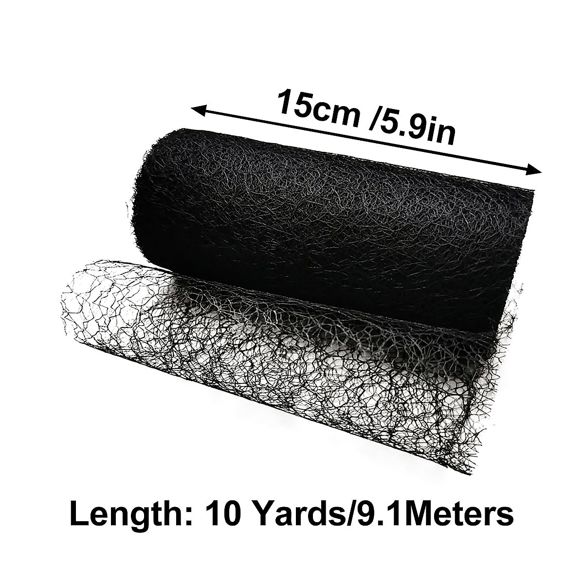 Queenbox 6"x10 Yards Openwork Tulle Ribbon, Irregular Spider Web Mesh Hollow Gauze Roll Hole Lace Net Thin Fabric for DIY Art Craft, Black