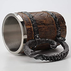 550ML Viking Beer Mug, Stainless, Whiskey Barrel Cup ,Viking wood style Beer mug ,Wooden Gift Antique Men's Barrel Capacity