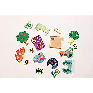 Wooden Matching English Number Magnets for Fridge, Educational Matching Game for Toddlers and Kids 3+ Years Old - Self-Correcting Number Puzzle- Fridge Magnets for Toddlers
