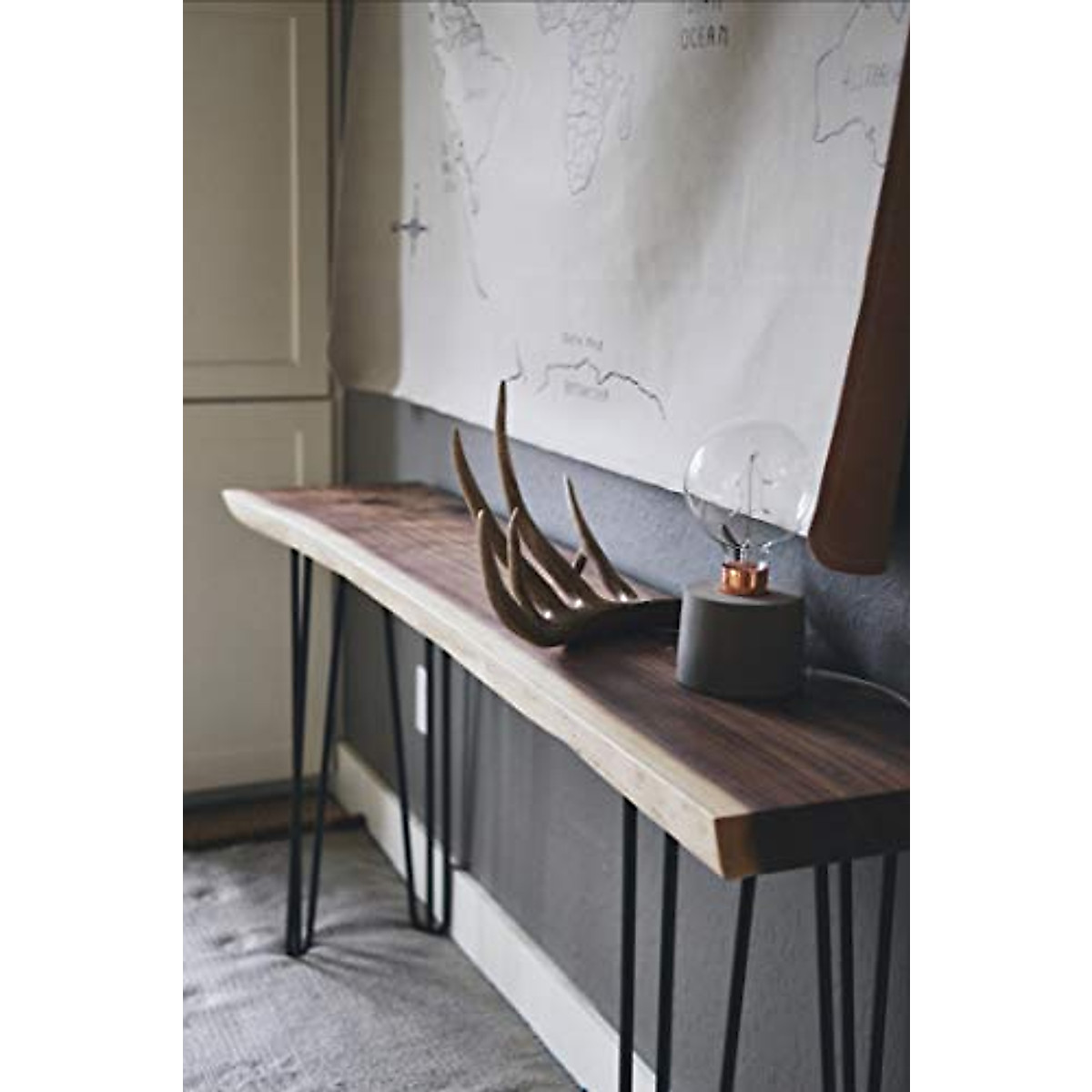 Live Edge Walnut Narrow Desk - Any Size - Handmade Black Walnut Computer Desk Mid Century Modern Walnut Desk