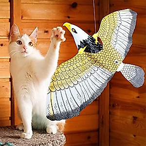 dhaonxb Simulated Birds Hanging Pet Toy,Bird Mechanical Flying Toy,Bird Interactive Cat Toy,Colorful Simulation Hanging Flying Bird Interactive Electric Toy Pet Supplies (B)