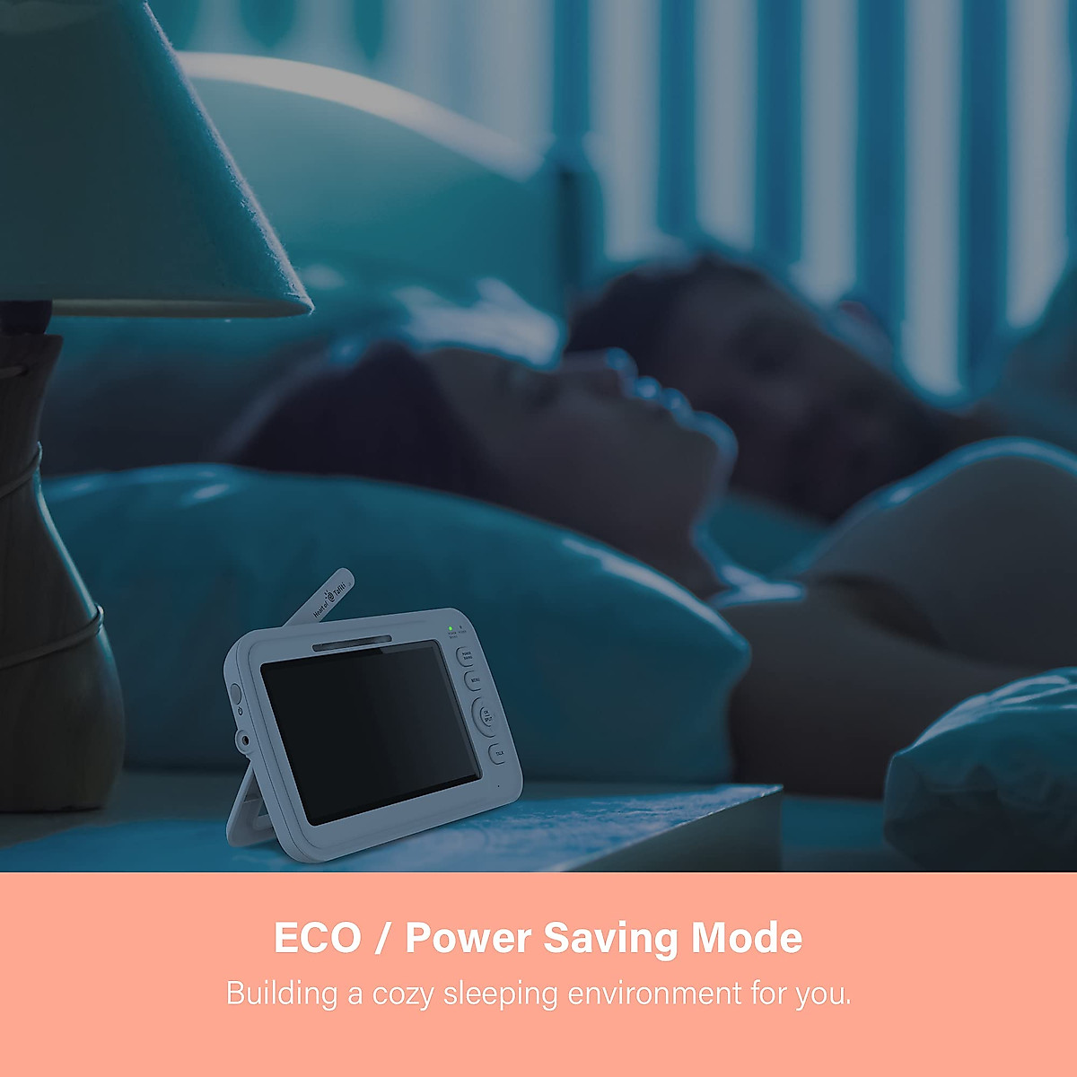 Heart of Tafiti 5" HD Baby Monitor, 720P Night Vision, No WiFi, Low EMF, Auto Noise Reduce, Quad View, VOX/Voice Activation, Long Battery Life, 1000ft Range, Aqua 50.