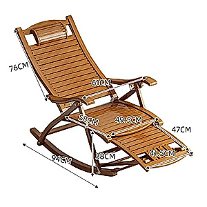 Lounge Chair, Sun Lounger Rocking Chairs for Adults Wood with Extra Thick Padded Adult Easy Chair Bamboo Balcony Lounge Chair Foldable Load-Bearing 200kg