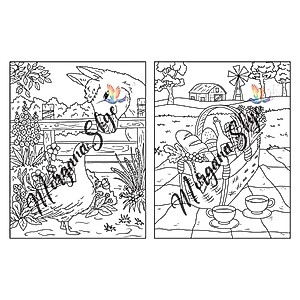 Farmhouse Coloring Book: Easy Countryside Designs with Cute Farm Animals, Beautiful Flowers and Relaxing Landscapes for Stress Relief and Relaxation
