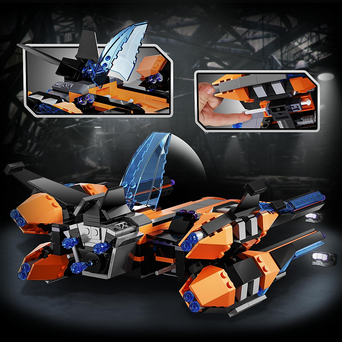 AUYYOSK Spaceship Building Toy, 650 Pieces STEM Spacecraft Building Block Set, Space Shuttle Toy Building for Kids Birthday Gift Ages 6 7 8 9 10 11 12 Yr Old (Spaceship)