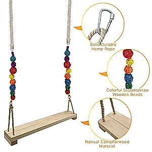 Chicken Swing,Chicken Perch,Wood Stand for Chick,Ladder Toys for Bird,Handmade Coop Swing for Chicken Bird,Parrot,Hens,Small Parakeets,Cockatiels,Macaws,Large Pet, Safe and Relief of Stress