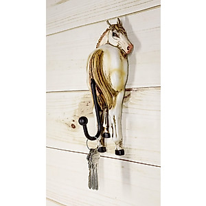 Ebros Gift Set of 3 Rustic Western Country Farm Black Brown Chestnut Horses Hind Butt Hindquarter Coat Key Hat Leash Backpack Wall Hanging Hooks Decor Hangers Cowboy Horse Hook Organizers