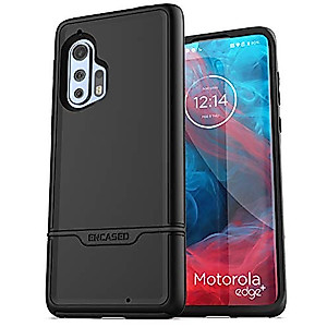 ENCASED Heavy Duty Motorola Edge Plus Case (2020 ONLY) Military Grade Full Body Rugged Cover for Moto Edge+ (Black)