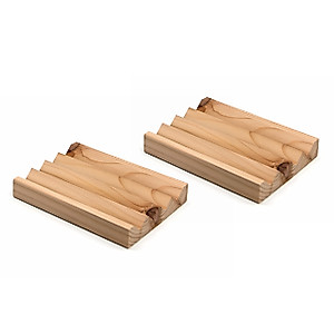(2 Pack Cedar Large) Cedar Soap Dish - Handcrafted 100% Cedar Wood soap Dish - Soap Saver Dish - soap Dish - Soap Saver, Tray and Holder for Shower, Bathroom and Kitchen - Made in Canada