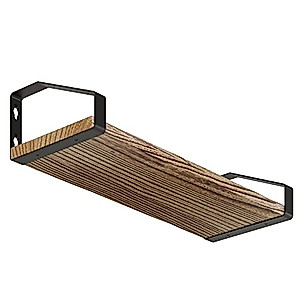 Wallniture Braga Floating Shelves for Wall Decor, Bookshelf Living Room Decor, Bathroom Organizer & Wall Shelves, Kitchen Organization, Burnt Finish Set of 4